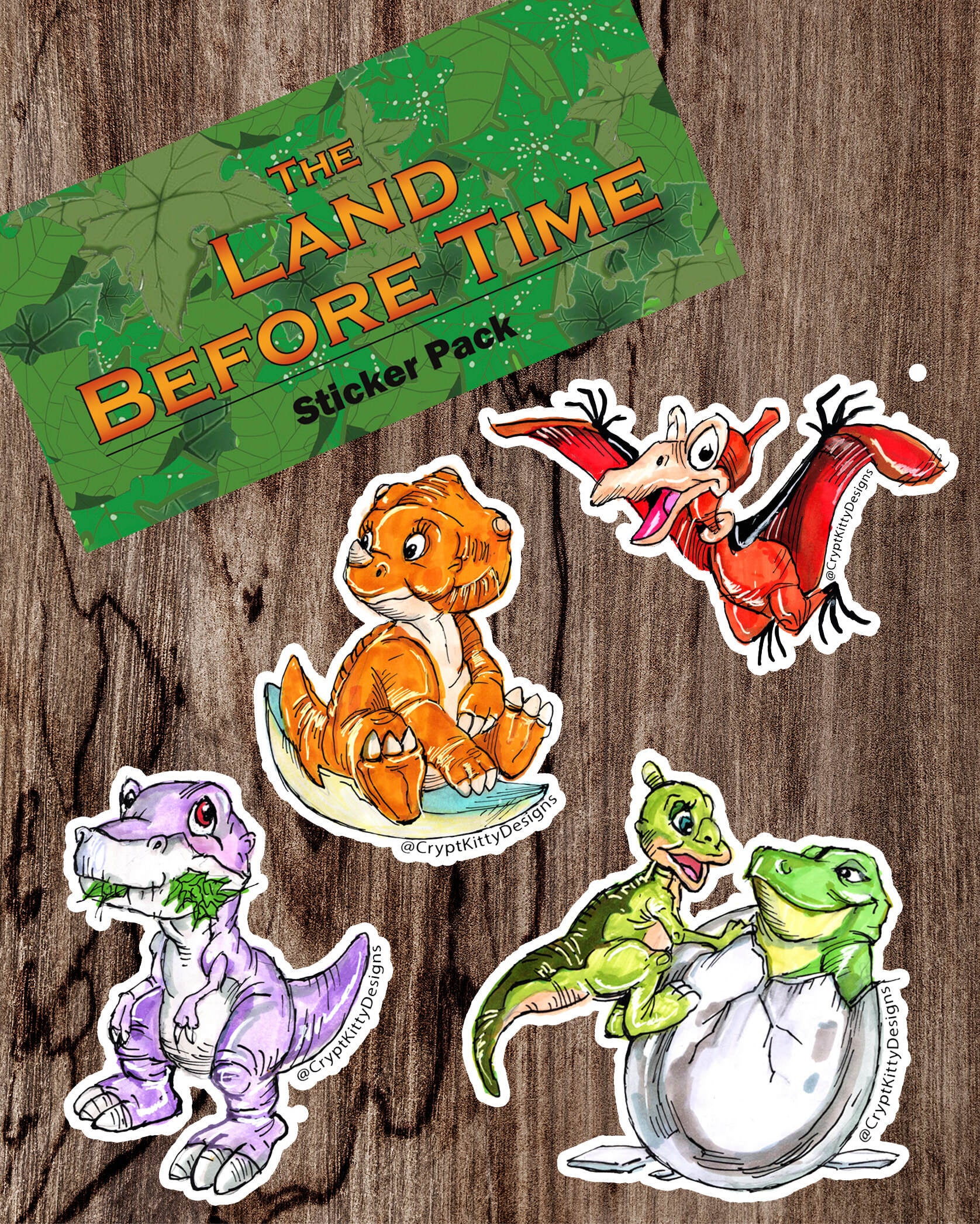 "Land Before Time" Sticker Pack | Crypt Kitty Designs